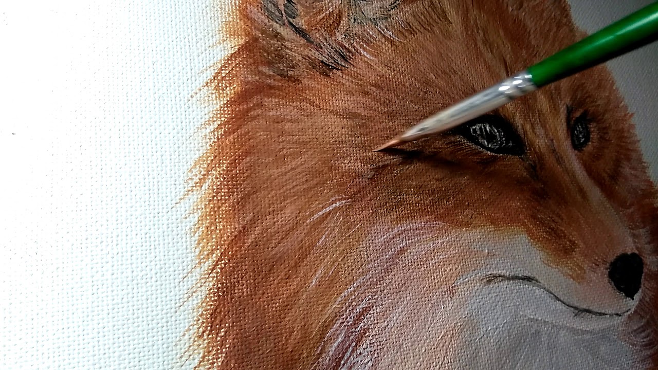 Red fox acrylic painting tutorial 3 - YouTube