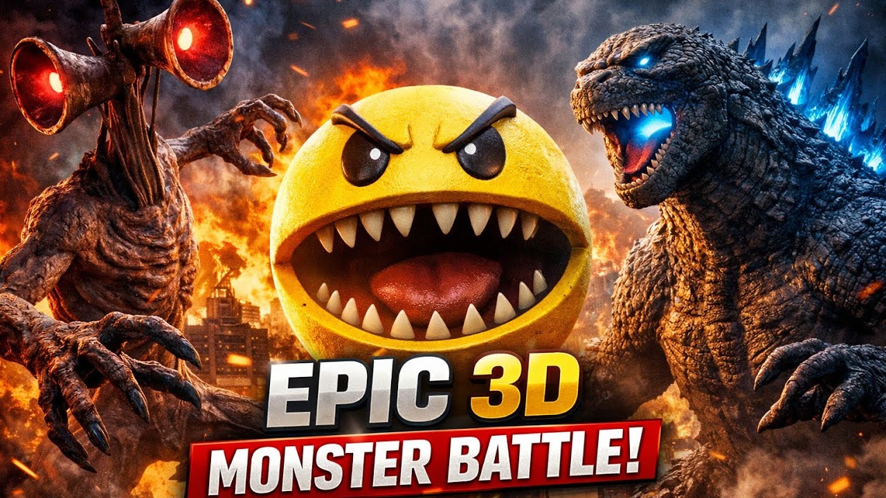 Siren Head VS Pacman And Godzilla (Full Version) [3DCG] - YouTube