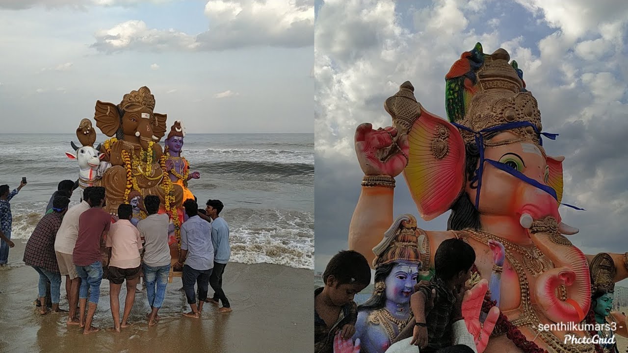 Amazing Ganpati Visarjan In india | Stunning Ganesh Immersion at beach ...