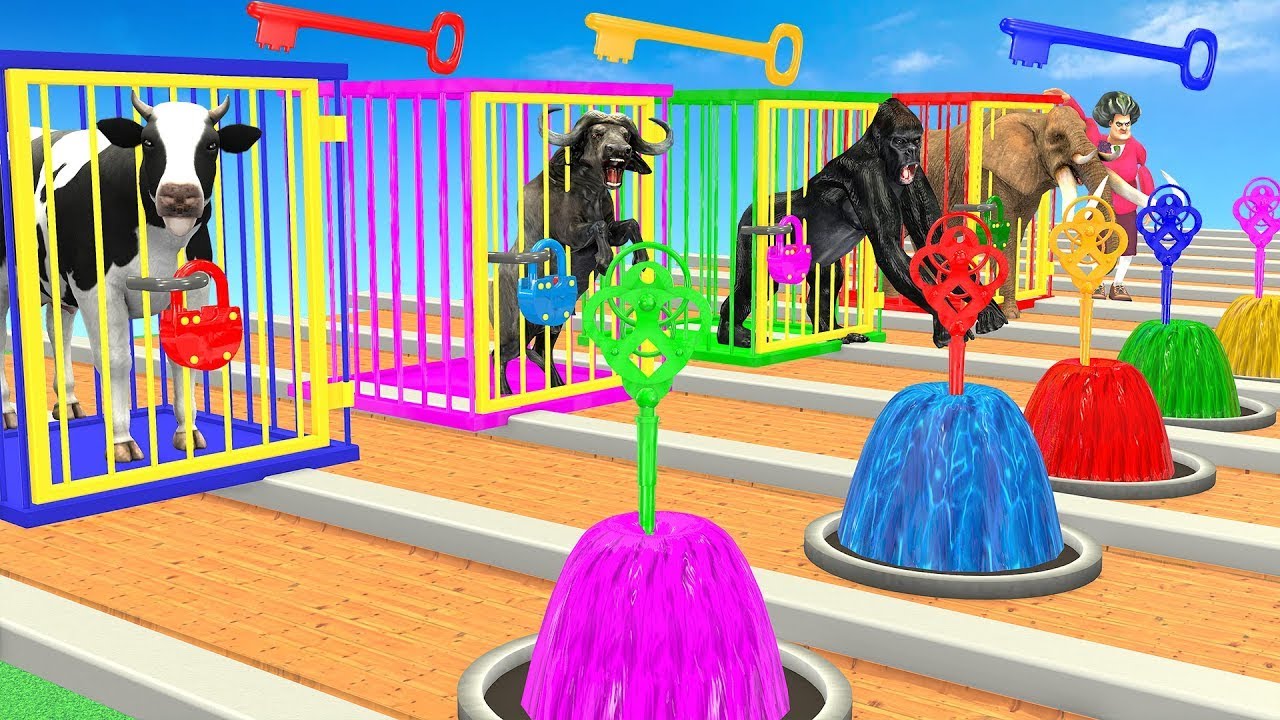 Paint & Animals , Cow, Gorilla, Lion, chicken, Elephant, Fountain ...