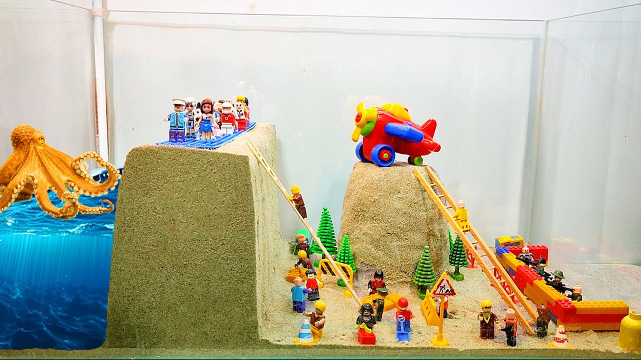 Lego City faces a giant octopus monster and a plane crash, Lego Dam ...