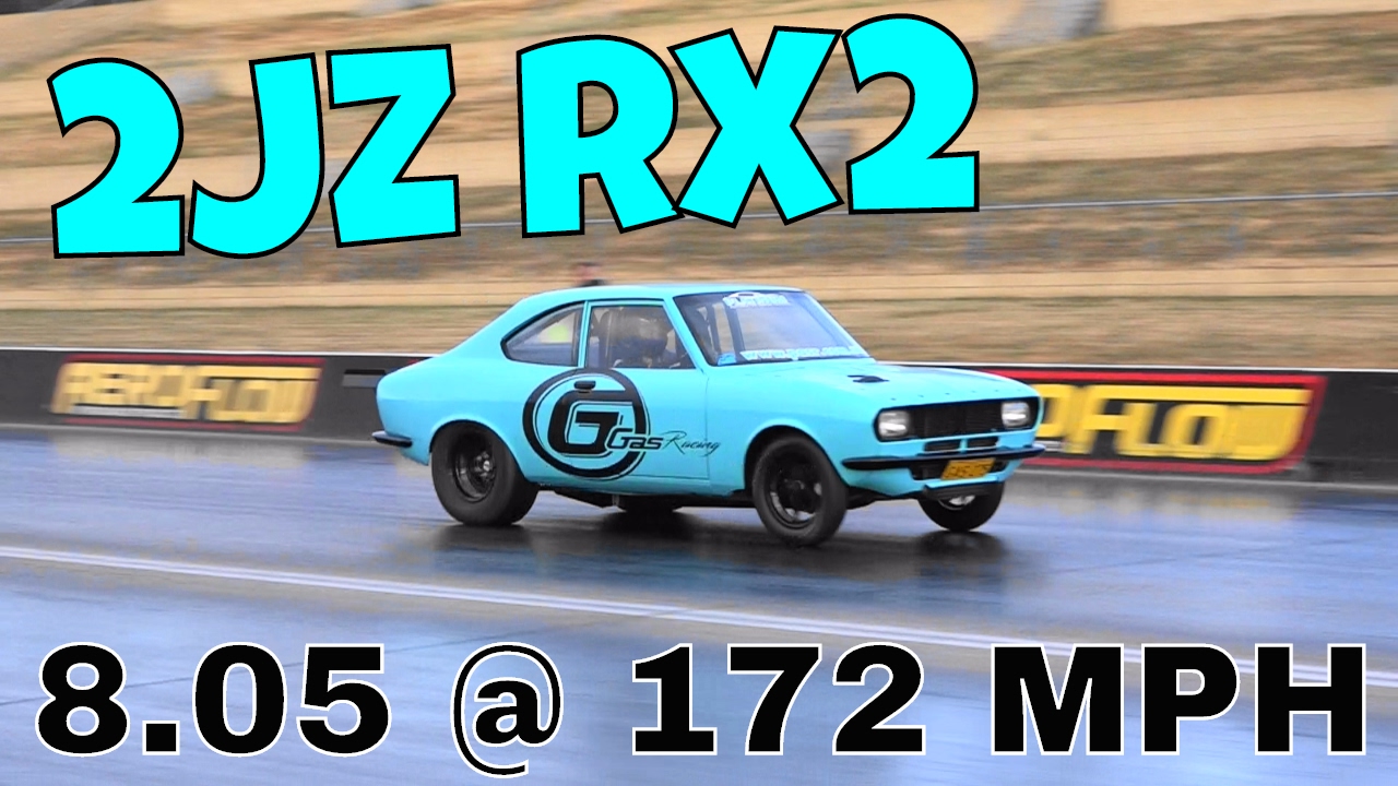 GAS275 GAS RACING 2JZ POWERED RX2 COUPE 8.05 @ 172 MPH - YouTube