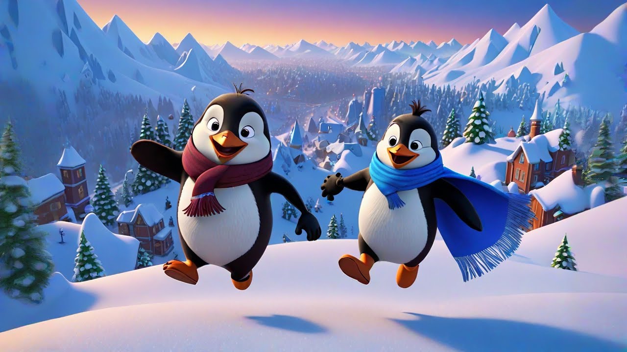 Three Puffy Penguins Slip and Slide | Counting Song for Kids | Learn ...