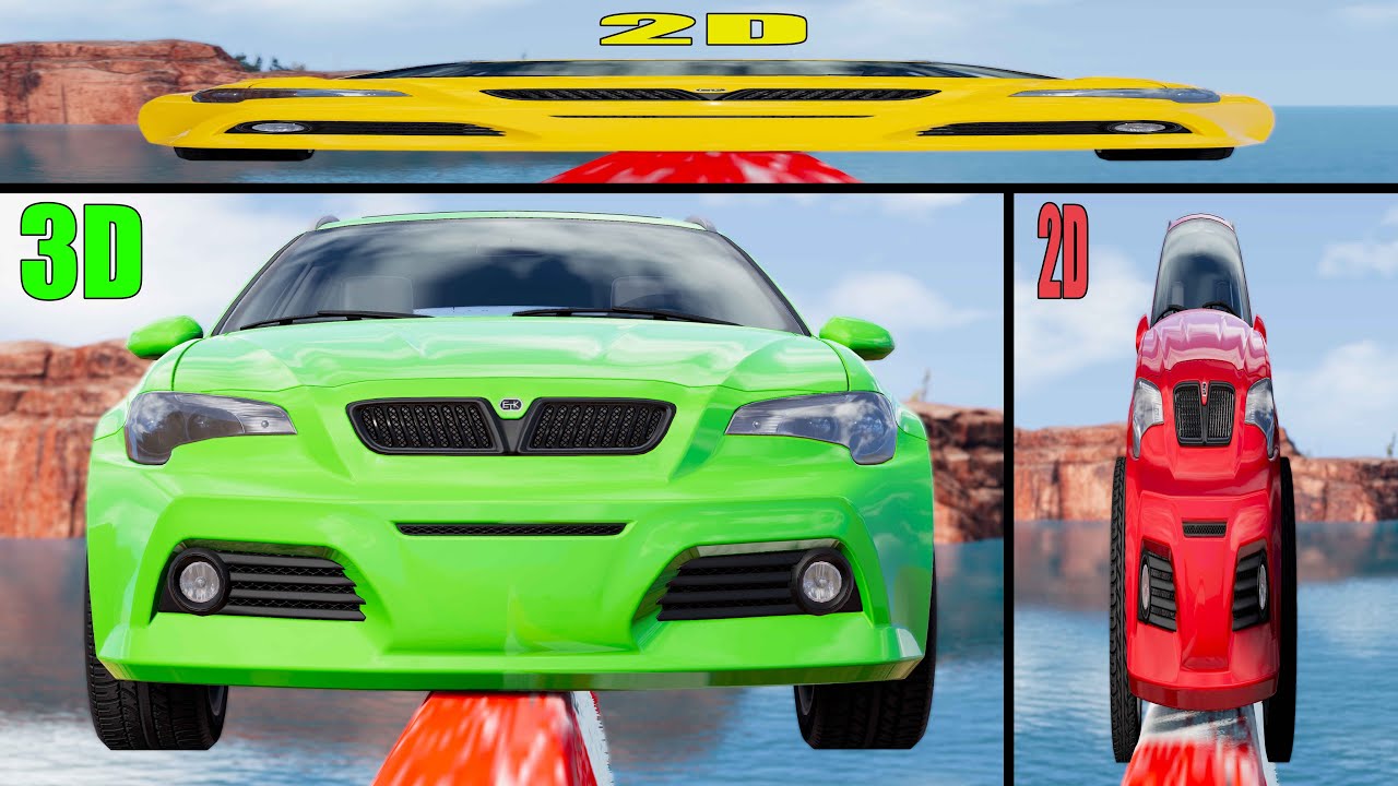 2d Car vs 3d Car #5 - Beamng drive - YouTube