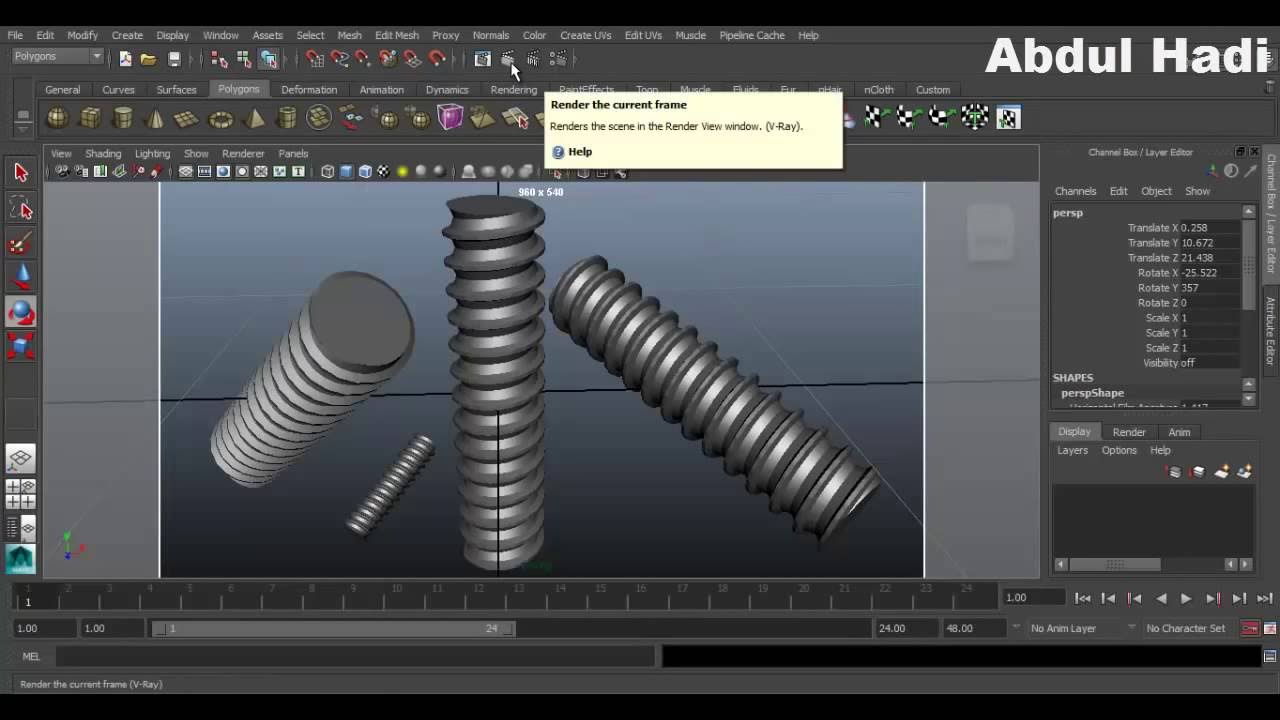 How to make a Metal Bolt in Maya 2014 - YouTube