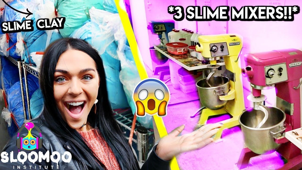 GIANT SLIME FACTORY TOUR at SLOOMOO institute! *1,000+ slime glue ...