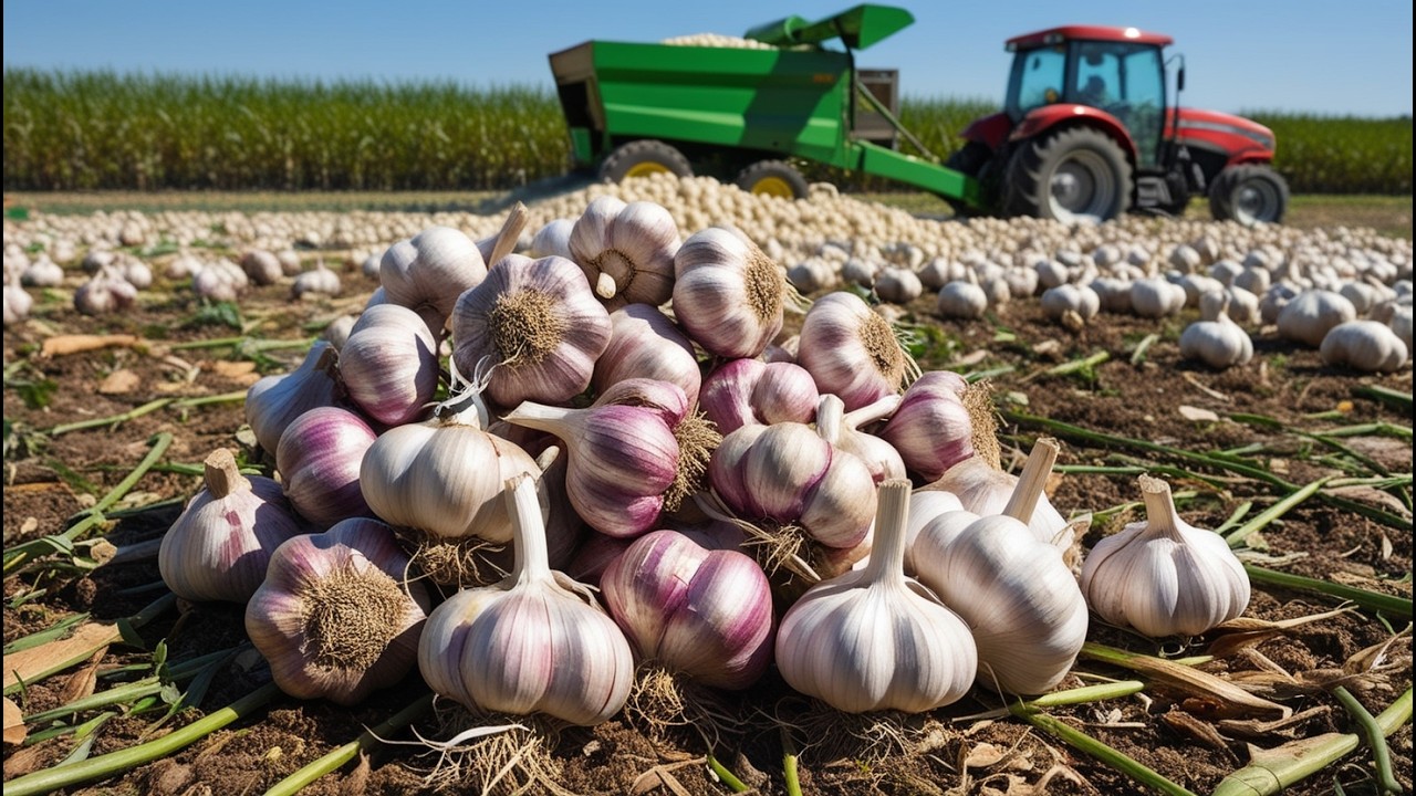Garlic Farming - Garlic Harvesting & Garlic Processing in the Factory 🧄 ...