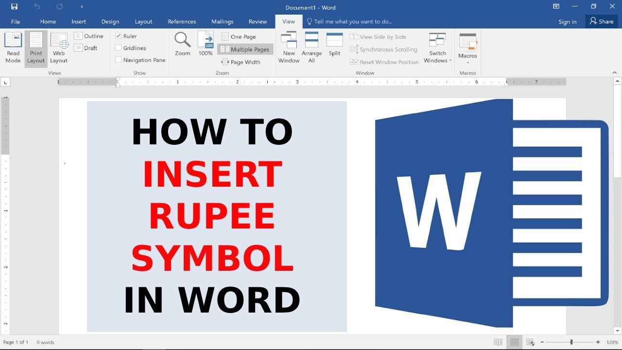 How To Insert Rupee Symbol In Word - YouTube