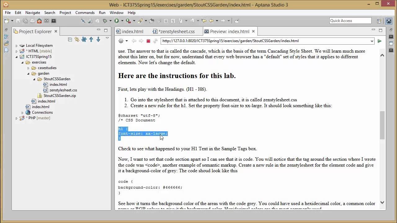 Tools and Tips for working with CSS in Aptana Studio 3 - YouTube