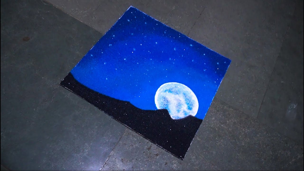 Full Moon Night Sky Rangoli | Poster Rangoli - YouTube