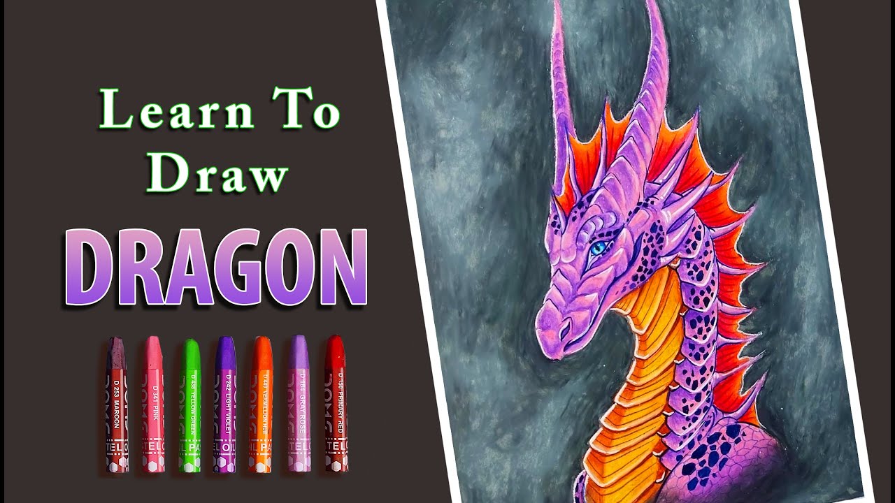 How To Draw Dragon/Dragon Oil Pastel Drawing/Dragon Drawing/Oil Pastel ...