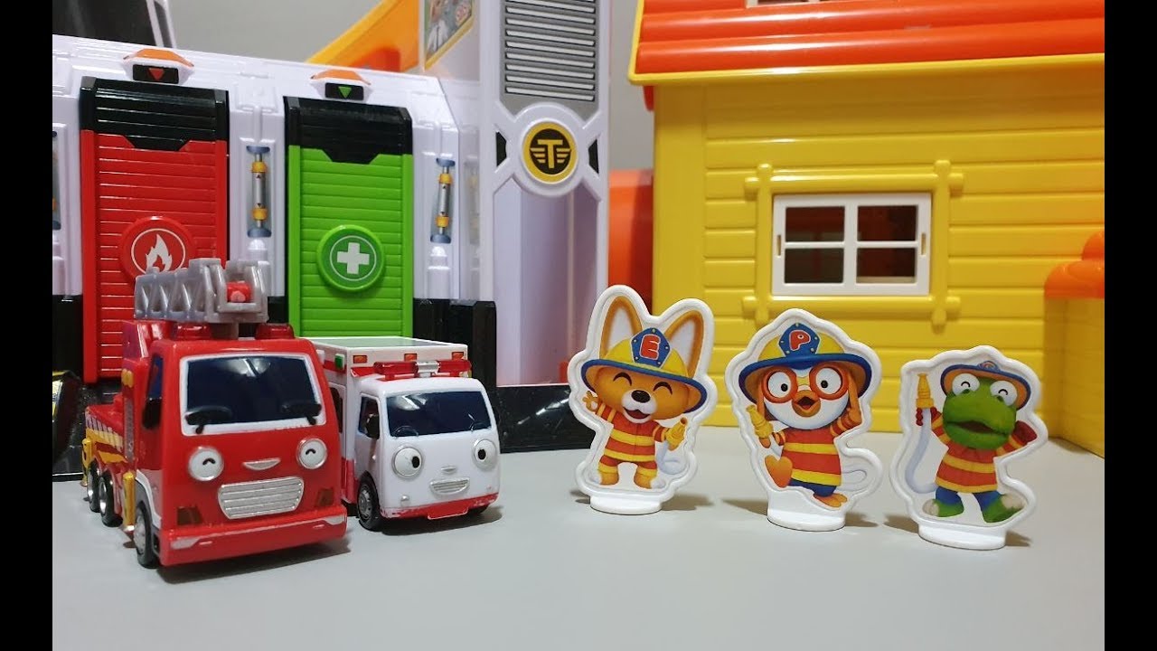 pororo eddy crong frank alice Firefighter play (뽀로로 친구들의 소방대 체험 ...