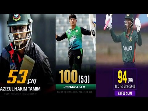 এনসিএলে চলছে জমজমাট টি 20 লড়াই | Azizul Hakim Tamim 53 | Jisan Alam ...