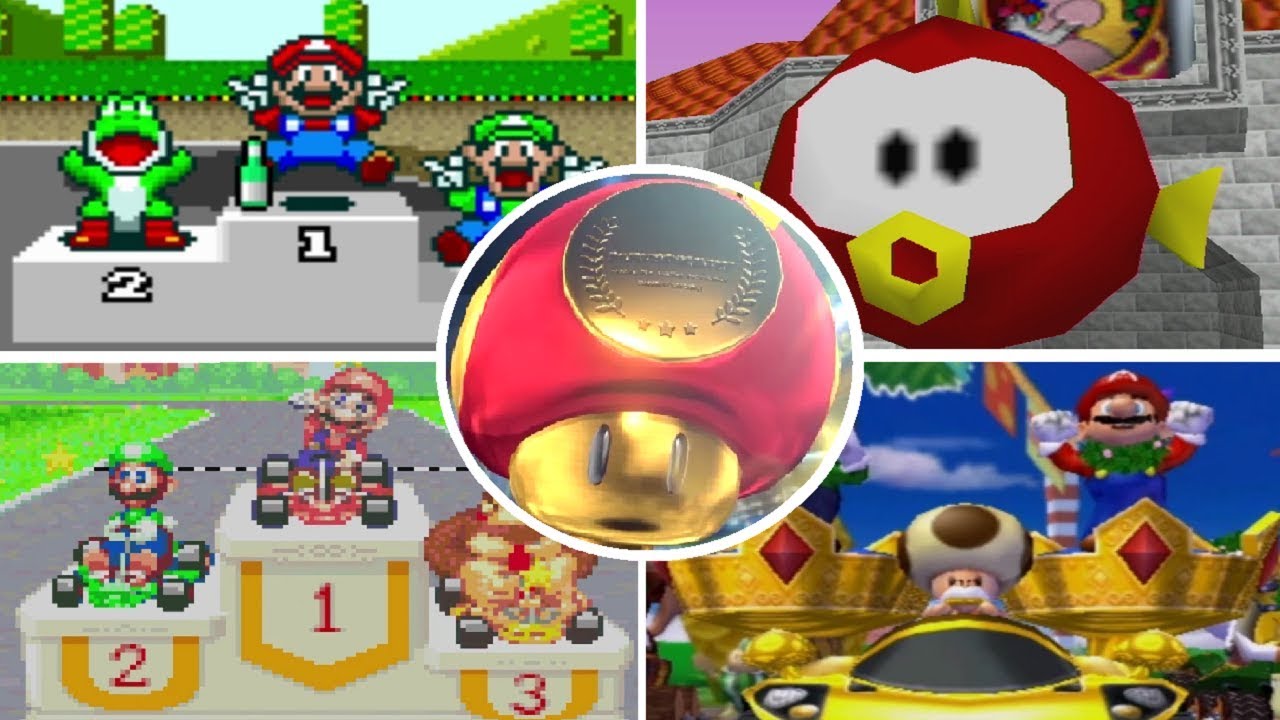 Evolution of Trophy Ceremonies in Mario Kart Games (1992-2018) - YouTube