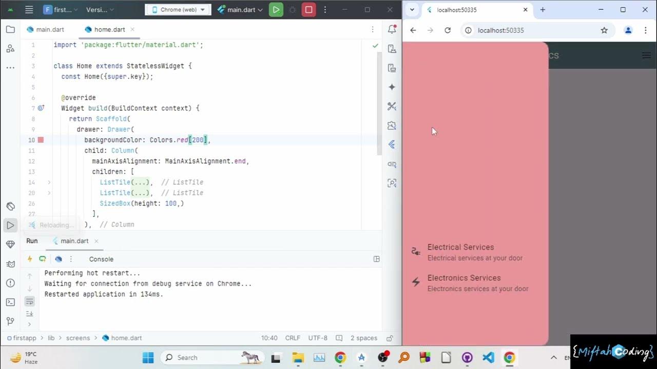 Flutter For Beginners - Bangla - Class 9 - Drawer EndDrawer || MiftahCoding - YouTube