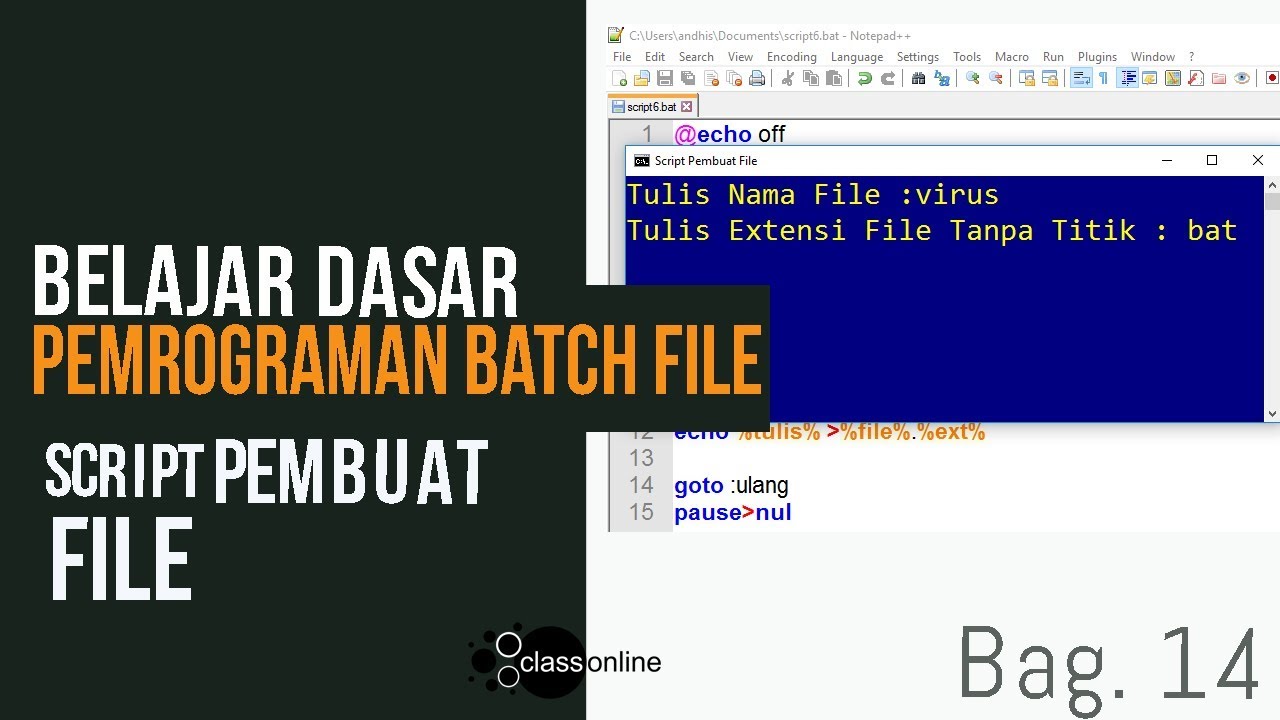 Belajar Batch FIle 14 | Membuat Program Script Pembuat File - YouTube