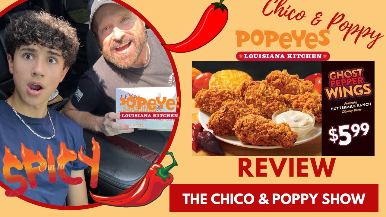 Chico & Poppy do the Popeye's Ghost Pepper Wings Review..!! - YouTube