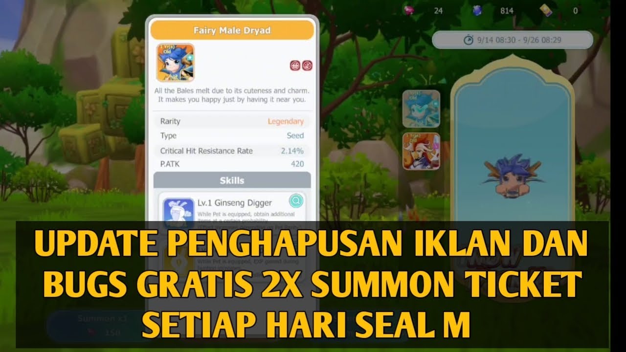 UPDATE PENGHAPUSAN IKLAN DAN BUGS GRATIS 2X SUMMON TICKET SETIAP HARI SEAL M - YouTube