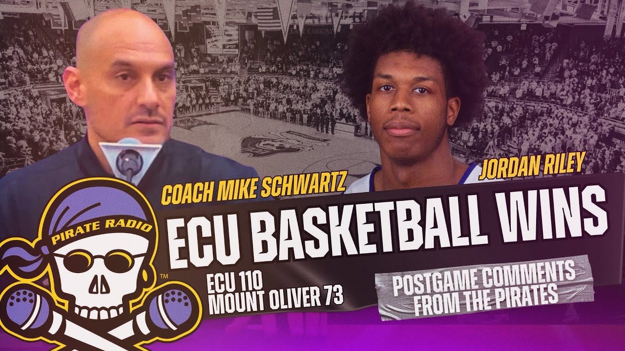 ECU Basketball Coach Mike Schwartz and Jordan Riley after the win over ...