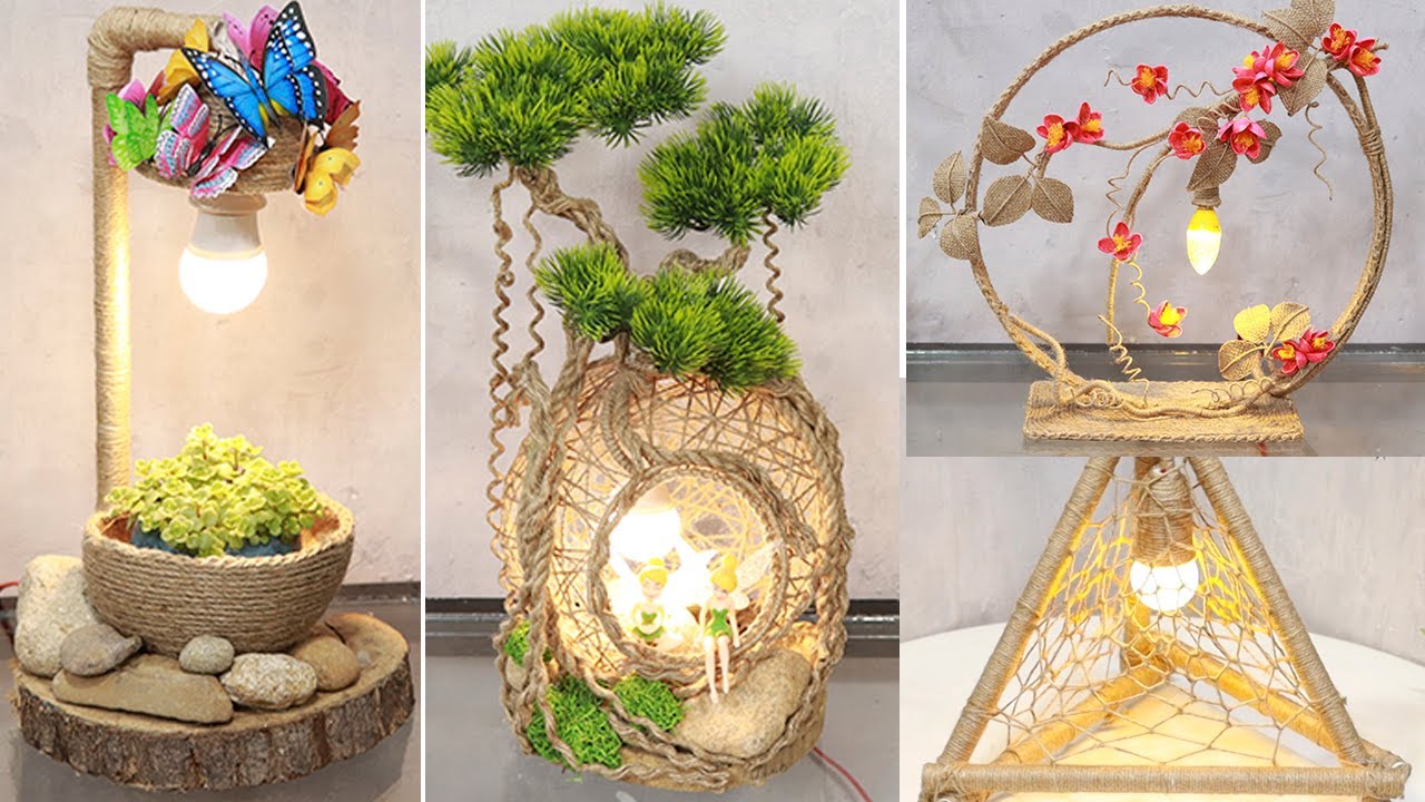 5 Jute Lamp Craft Ideas from Scrap | Table Lamp Home Decorating Ideas ...