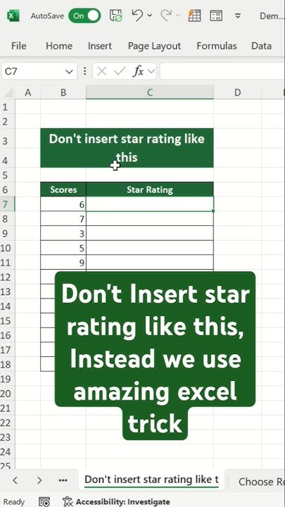 Don't Insert star rating like this, Instead we use amazing excel trick. #excel #exceltips # ...