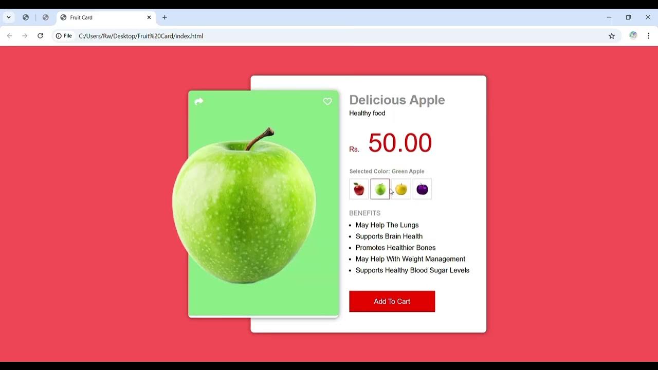 Making a website using HTML , CSS ,JS | Fruit Card - YouTube