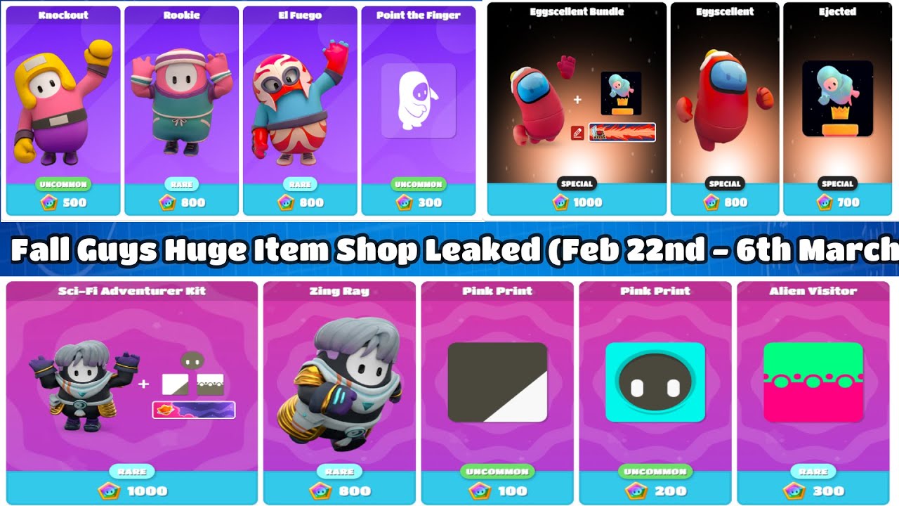 Fall Guys Huge Item Shop Leaked (February 22nd - 6th March) - YouTube
