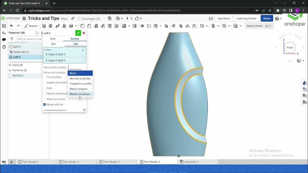 Complex Surface Model in Onshape - YouTube