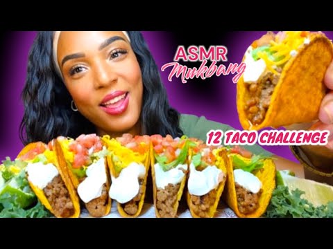 ASMR MUKBANG | 12 Taco Bell Tacos Challenge | 12 Taco Challenge | Crunchy Nacho Cheese Tacos