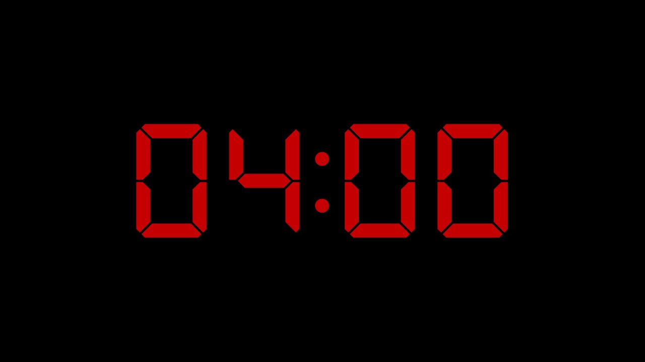 4 Minute Ticking Countdown Timer With Alarm. Digital LED Style. - YouTube