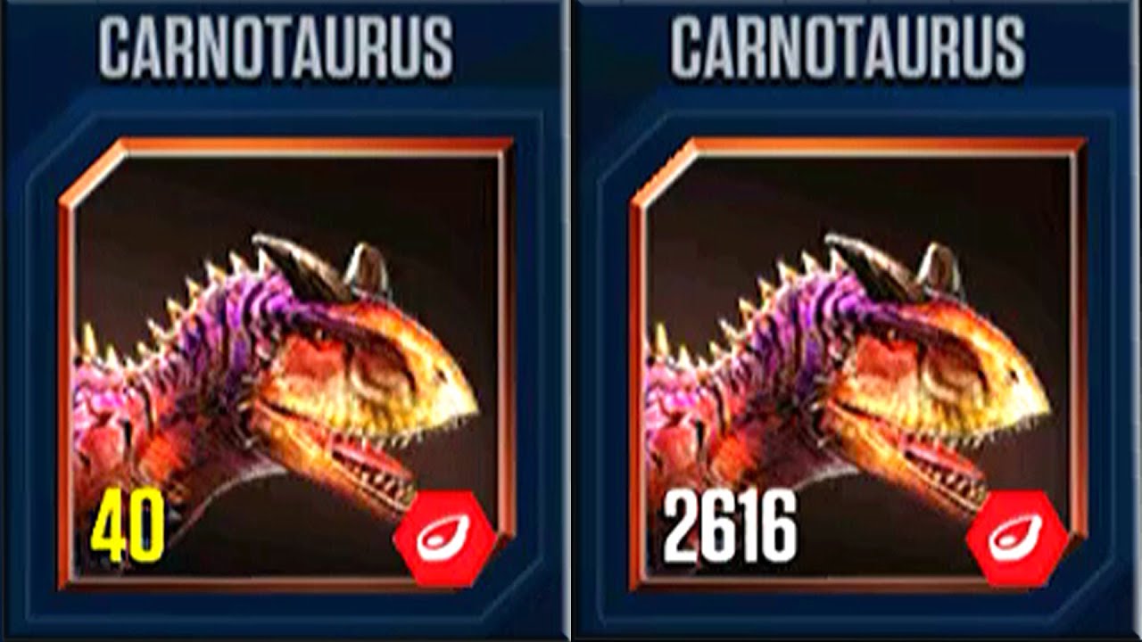 UNLOCKED CARNOTAURUS MAX FULL LEVEL | JURASSIC WORLD THE GAME - YouTube