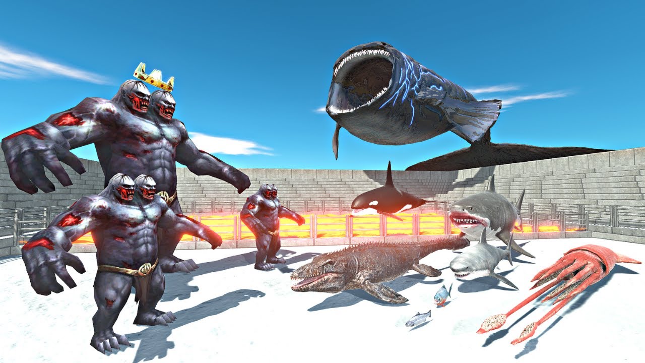 Two Head Zombie Goro vs Aquatics + Bloop in Lava Stadium Arena - Animal ...