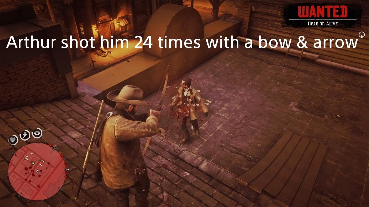Arthur shot him 24 times with a bow and arrow Funny brutal kill RDR2 ...