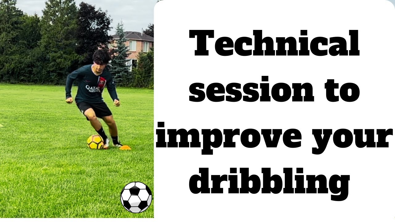 Technical training session to improve your dribbling in football - YouTube
