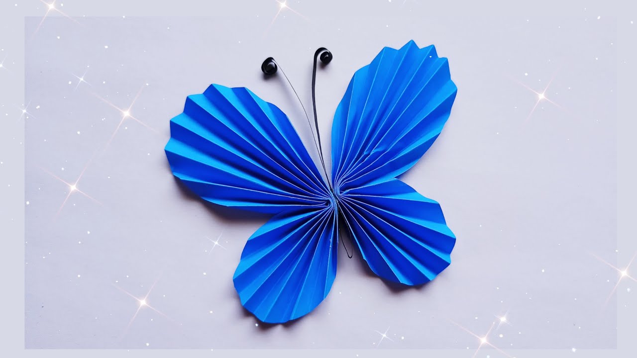 New and easy blue paper butterfly | paper craft | pink paper butterfly ...