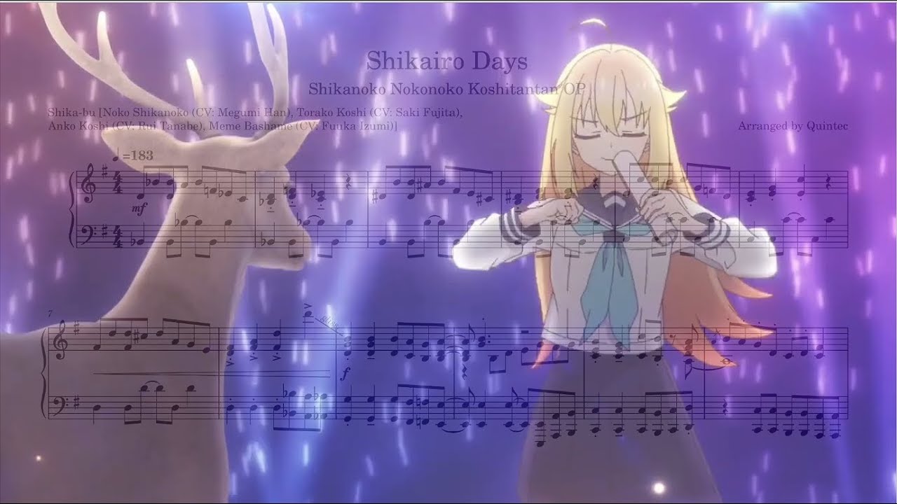 [Piano Sheet Music] Shika-bu - Shikairo Days (Shikanoko Nokonoko ...