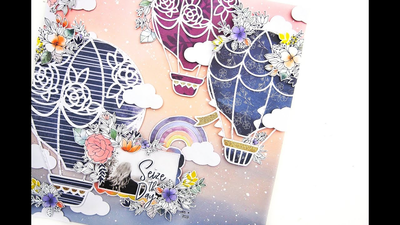Hot Air Balloon Scrapbook Layout | Elsie Robinson - YouTube