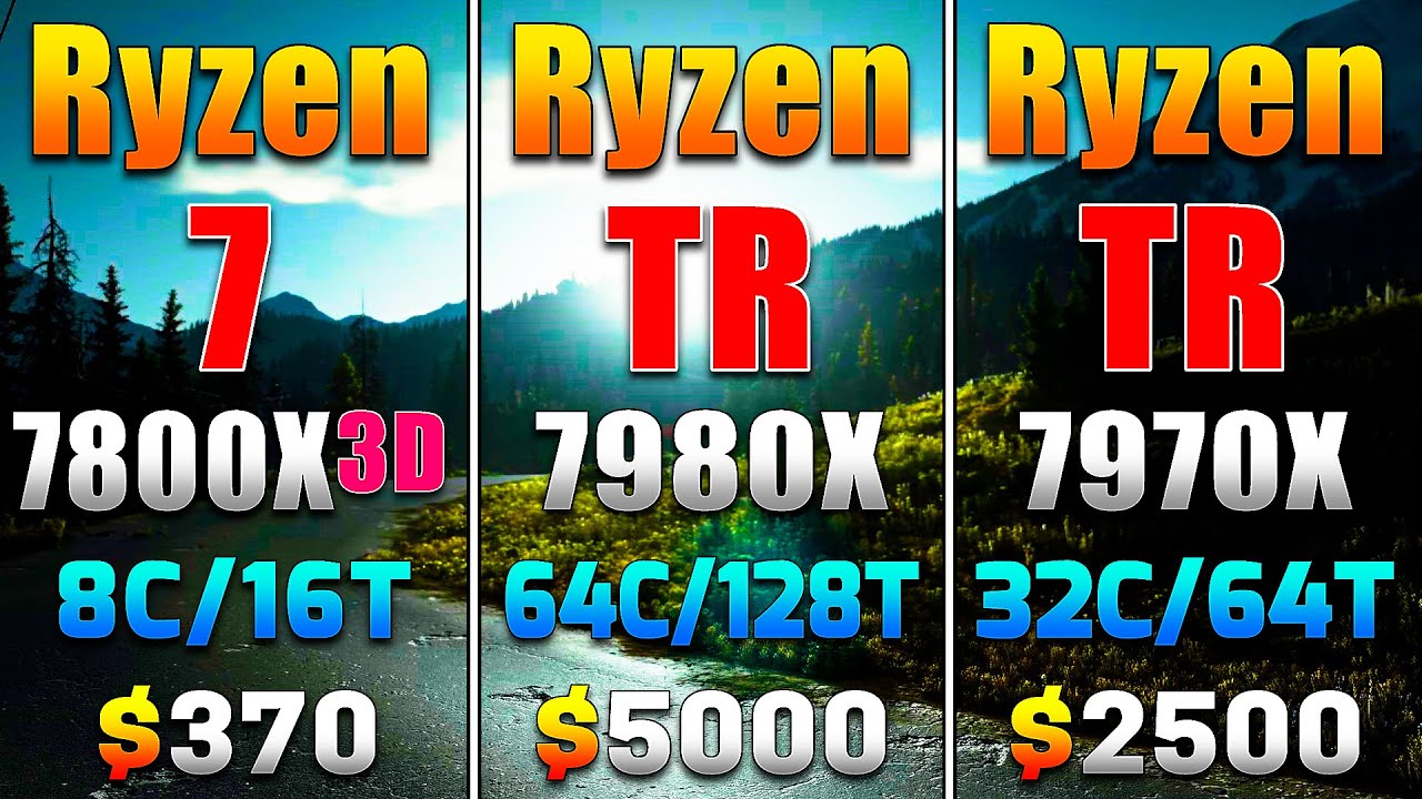 Ryzen 7 7800X3D vs Ryzen Threadripper 7980X vs Ryzen Threadripper 7970X ...