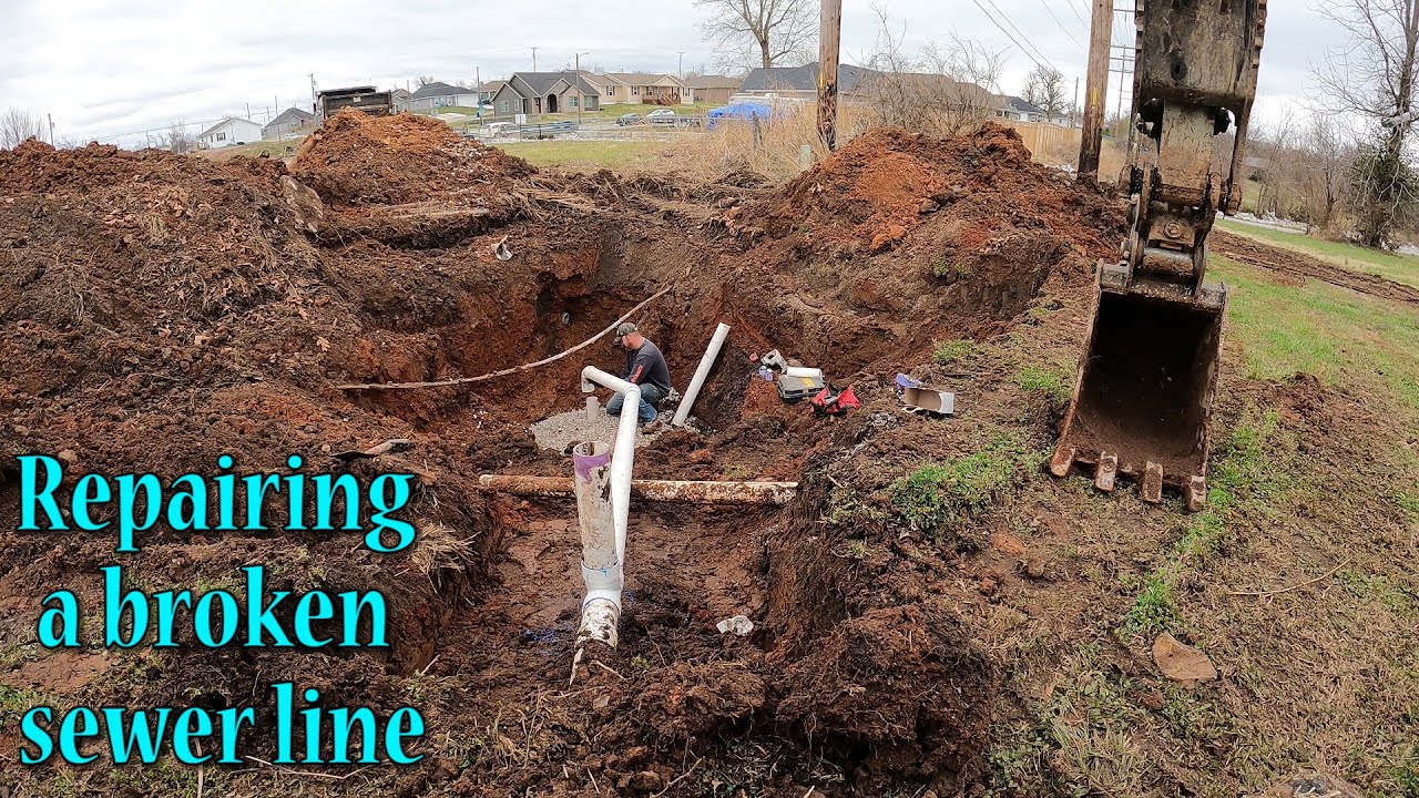 Repairing A Broken Sewer Line - YouTube