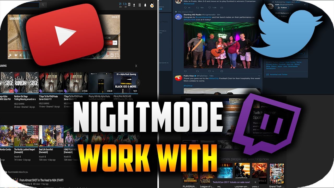 "HOW TO GET NIGHTMODE ON YOUTUBE & TWITTER" (WORKS ON PC & MAC) (WORKS ON JULY 2017) - YouTube