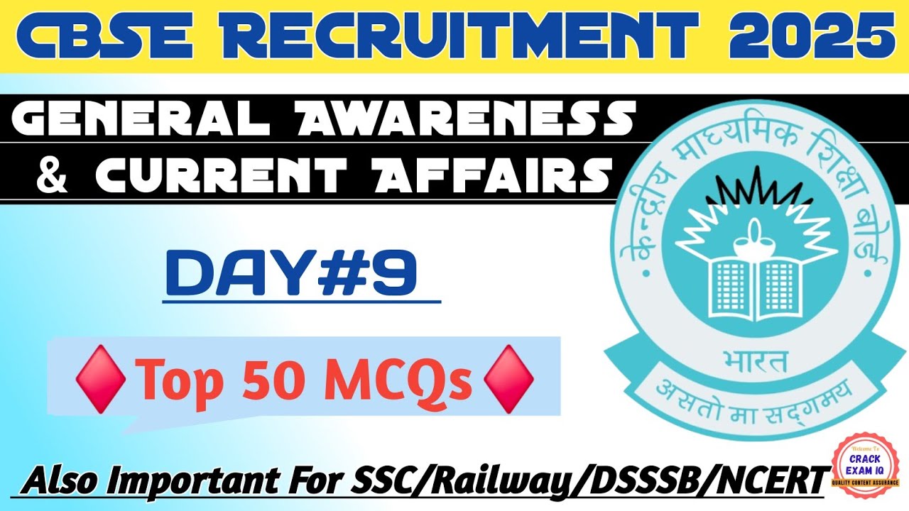 CBSE General Awareness & Current Affairs | DAY-9 |Junior Assistant ...