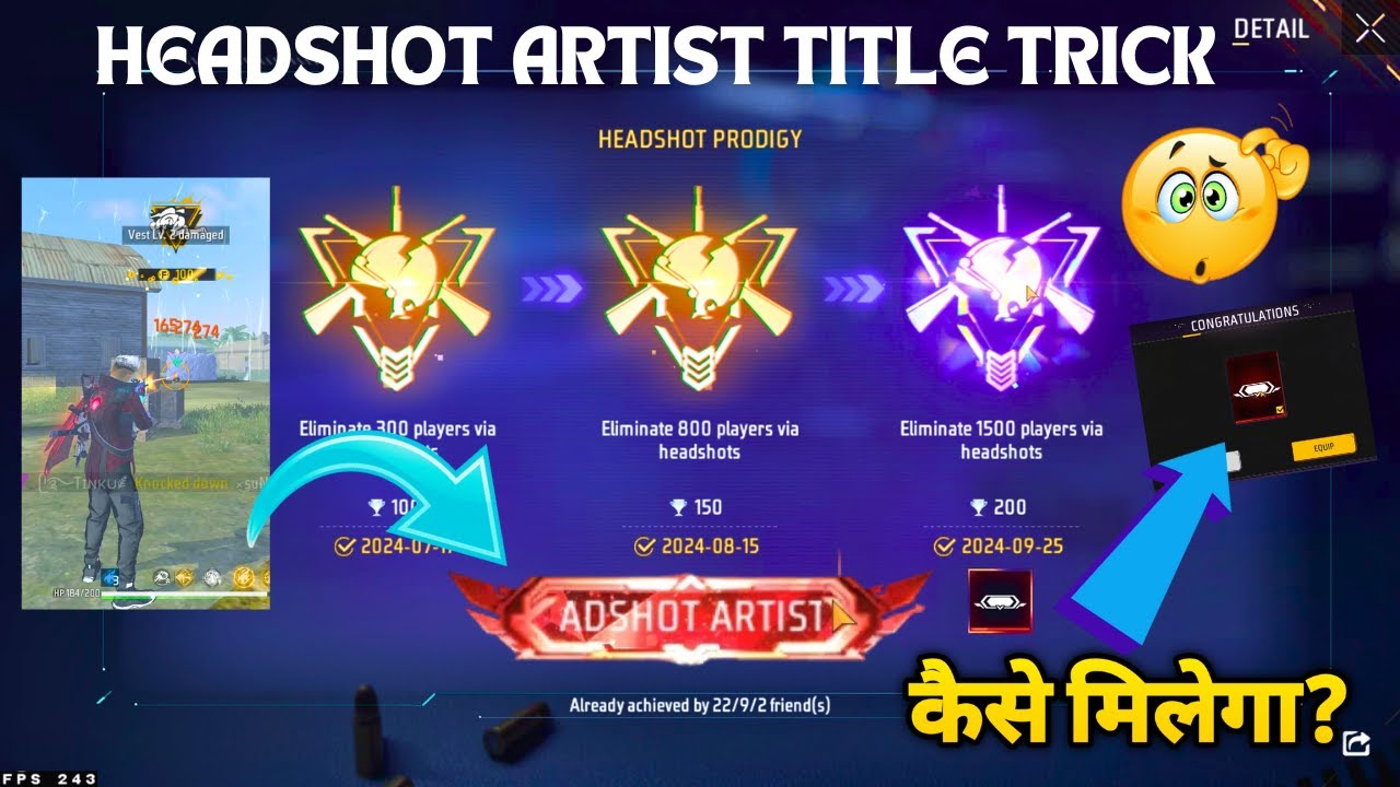 HOW TO GET HEADSHOT ARTIST TITLE IN FREE FIRE | HOW TO GET HEADSHOT ...