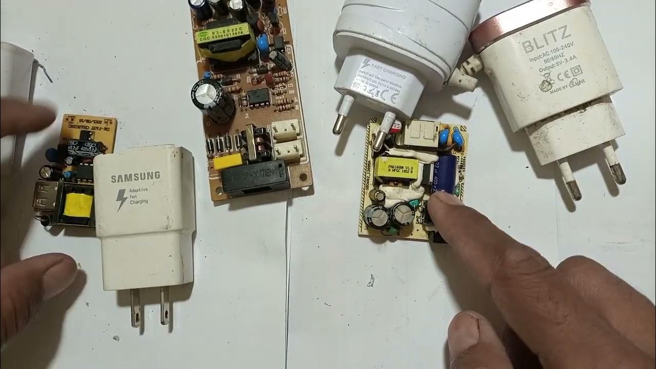 How to repair cellphone charger. mobile phone charger maintenance. Capacitors in power supply ...