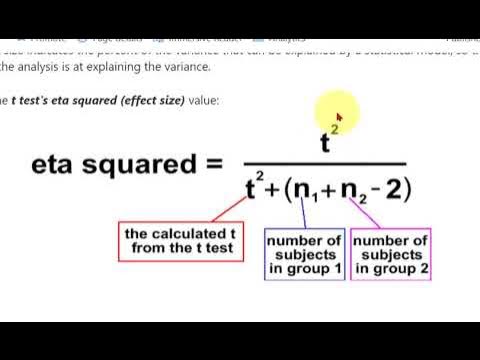 Eta squared effect size for an independent t test - YouTube