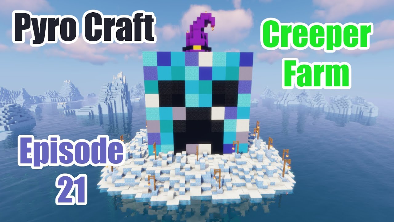 Creeper Farm inside blue creeper head! PyroCraft Episode 21 - YouTube