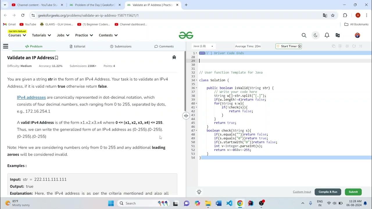 Validate an IP Address | GFG | POTD | Regex - YouTube
