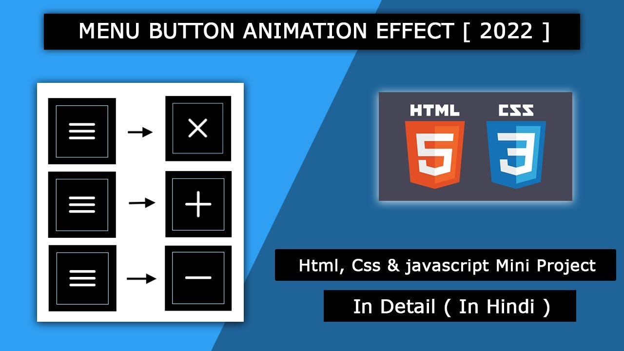 Menu Button Animation Effect In HTML, CSS & JavaScript Mini Project In ...