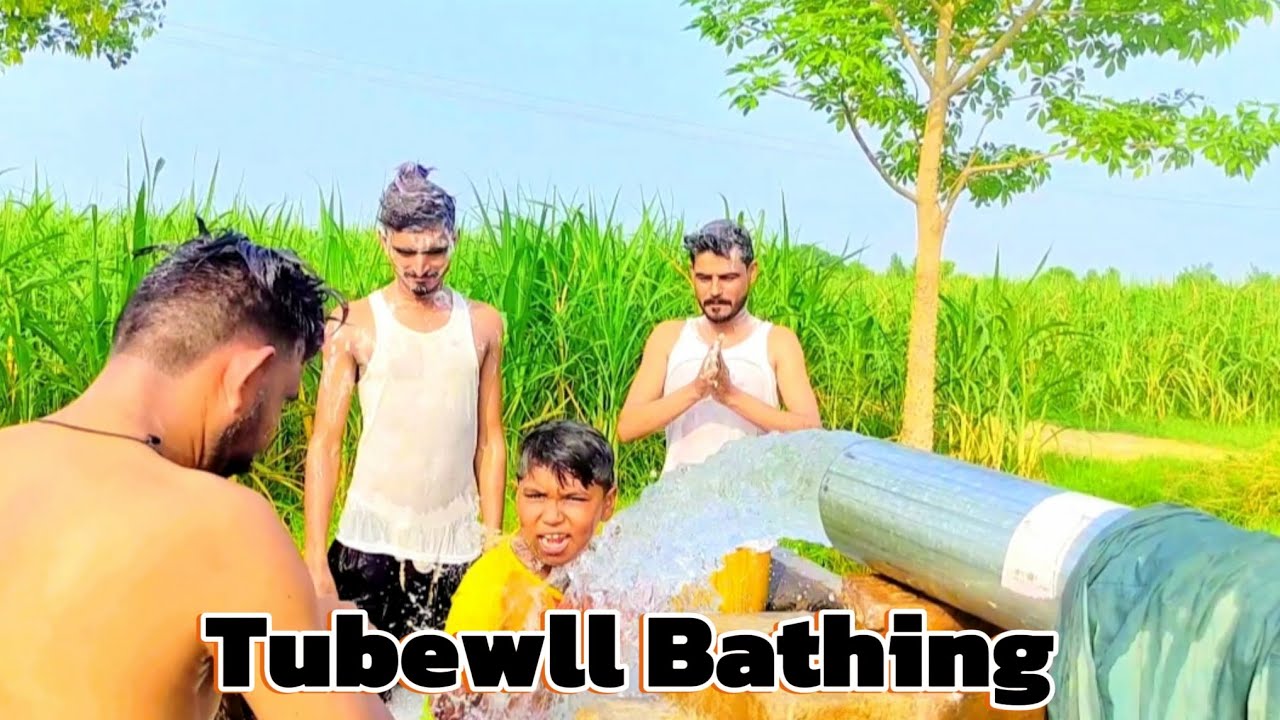 Tubewll Bathing vlog | Swimming Batthing video in village Life| solar ...