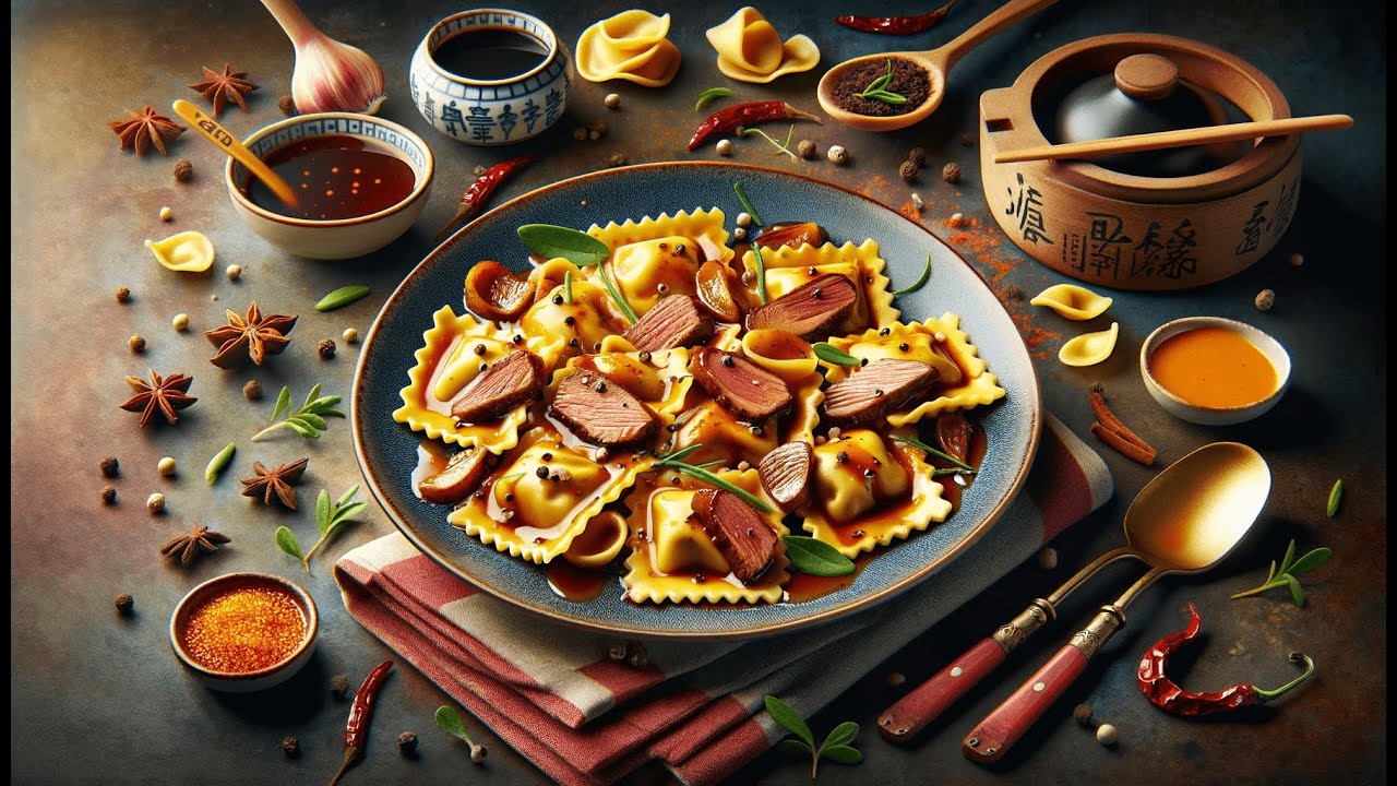 Five Spice Duck Ravioli with Hoisin Cream Sauce. Experimented Recipe ...