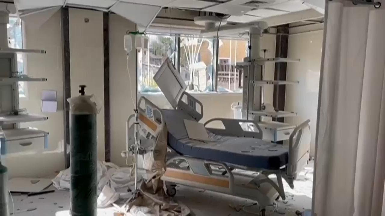 Footage shows the destruction inside Al Quds hospital in Gaza City ...